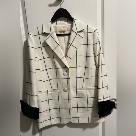 Tory Burch | Jackets & Coats | Tory Burch Holt Window Pane Suit Jacket ...